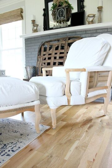 Dropcloth Recovered Deconstructed Chair and Ottoman